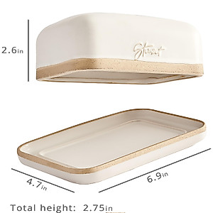 STEINZEIT Butter Dish with Lid (4.9 in x 6.9 in) - Ceramic Butter Dish - Large Butter Container for 2 pcs of Western Butter - Butter Dish with Lid for Countertop - Butter Holder Dishwasher Safe