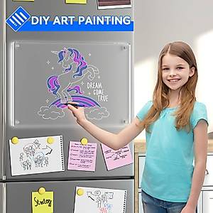 Polegas Acrylic Magnetic Dry Erase Board for Fridge, 12"X16" Clear Magnet Refrigerator Whiteboard, Small Memo White Erase Board, Blank Erasable Noteboard for Menu Meal Planner to Do List