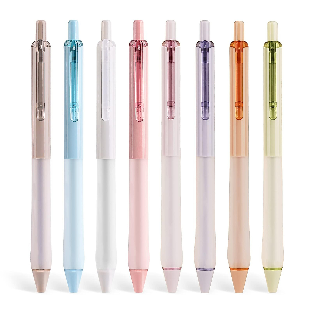 WRITECH Gel Ink Retractable Pens: Black Ink 0.7mm medium Point Pen Set, Extra Smooth Tip No Bleed Smear Smudge Refillable Clickable Pens Bulk for Writing Journaling Multicolor Fine Pens 8ct