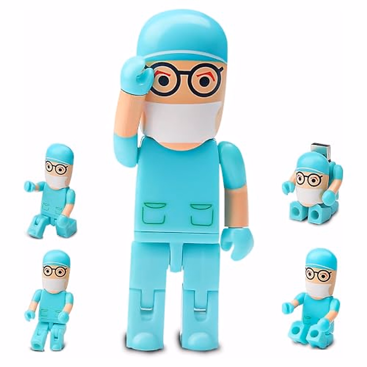 USB Flash Drive 64GB Cartoon Doctor Model USB Drive Thumb Drives USB 2.0 Memory Stick for External Data Storage, Green