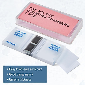 creahub Improved Neubauer Hemocytometer Cell Counting Chamber with Bright Line Hemocytometer, Cellware Chambers with 2 Pcs Cover Glass for Counting Cells, Pollen in Laboratory Factory Medical