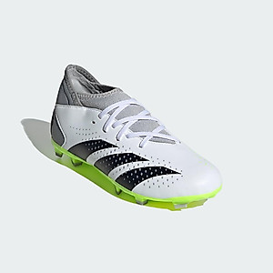 adidas Predator Accuracy.3 Firm Ground Sneaker, White/Core Black/Lucid Lemon, 12 US Unisex Little Kid