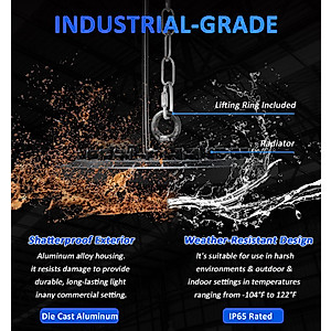 2 Pack LED High Bay Light 120W,5000K UFO Lighting with Steel Safety Rope, IP65 Waterproof Commercial LED Warehouse Lights for Shop Warehouse Factory etc. (with US Plug 5ft Cable)