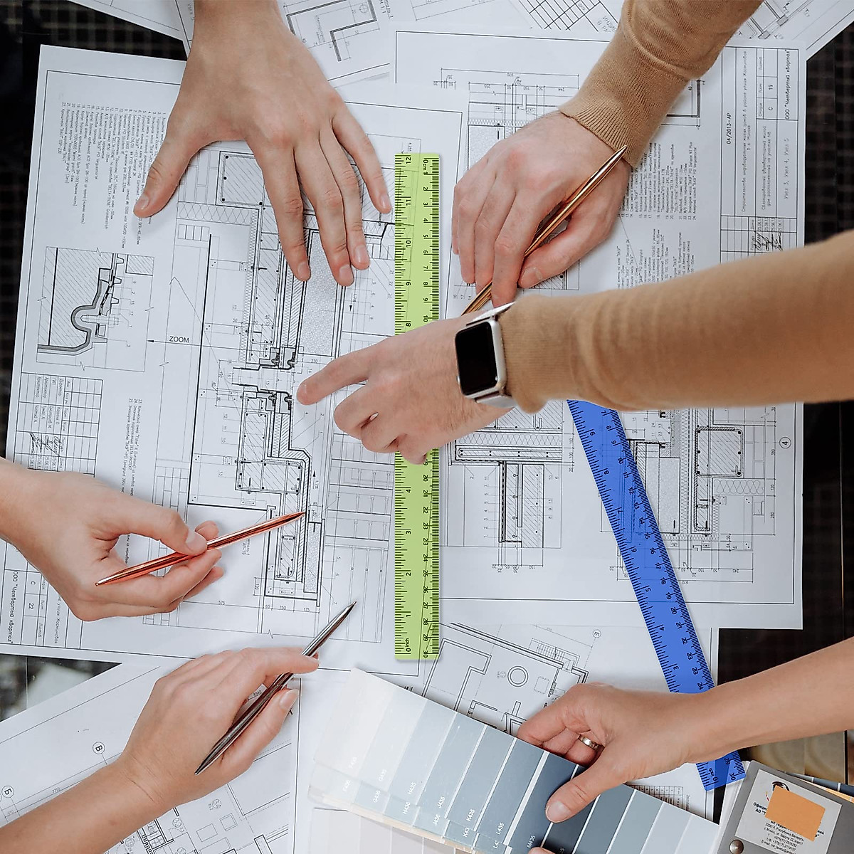 20 Pack Color Rulers, Plastic Rulers, Straight Ruler-Ruler with Inches, Centimeters and Millimeter Flexible Clear Plastic Kids Rulers Ruler for School,Home, Office,Assorted Colors (6 Inch+12 Inch)