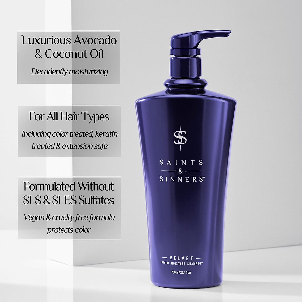 Saints & Sinners Award-Winning Velvet Divine Moisture Shampoo for Dry, Damaged, Colored Treated Hair – Repair, Replenish, Renew, Add Shine