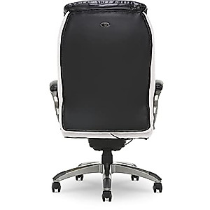 Serta Executive Office Smart Layers Technology Leather and Mesh Ergonomic Computer Chair with Contoured Lumbar and ComfortCoils, Black & White