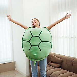MUVLUS Wearable Turtle Shell Pillows,Removable Turtle Plush Pillow Stuffed Animal Turtle Plush Toy Funny Dress Up,Gifts for Boys and Girls, 40in, Green