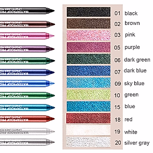 3 Colors Matte Eyeliner Pen Set With Pencil Sharpener,Blue - Dark Blue Sky Blue Light Blue,Colorful Eyeliner Pencil Set, Pearl Metallic Glitter Waterproof Professional Eye Makeup Color Sets 5 Blue S2