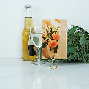 Jofefe 20pcs Mini Place Card Holder, Table Number Holders, Table Card Holders, Table Number Stands, Heart Shaped Table Sign Picture Photo Holder Menu Memo Clips for Valentine's Day Table Decor (Gold)