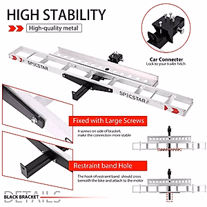 SPECSTAR Heavy Duty Aluminum Motorcycle Carrier, 450 Lbs Capacity Hitch Mounted Scooter Dirt Bike Rack with Loading Ramp and Locking Device