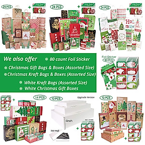 Christmas Gift Tags 60 Count with Untied String (15 Assorted Glitter, Foil, printed designs for DIY Xmas Present Wrap and Label Package Name Card)