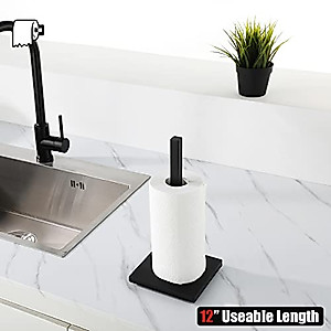 JQK Paper Towel Holder Stand Black, 304 Stainless Steel Kitchen Free Standing Countertop Paper Towel Dispenser Fits Standard and Jumbo Size, PTH240-PB