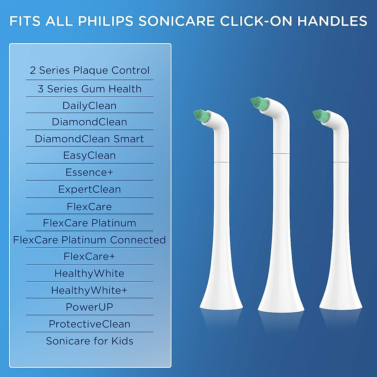 Interdental Replacement Toothbrush Heads for Philips Sonicare Click-on Brush Head System, for Cleaning Braces/Between Teeth/Back Teeth (4-Pack, White)