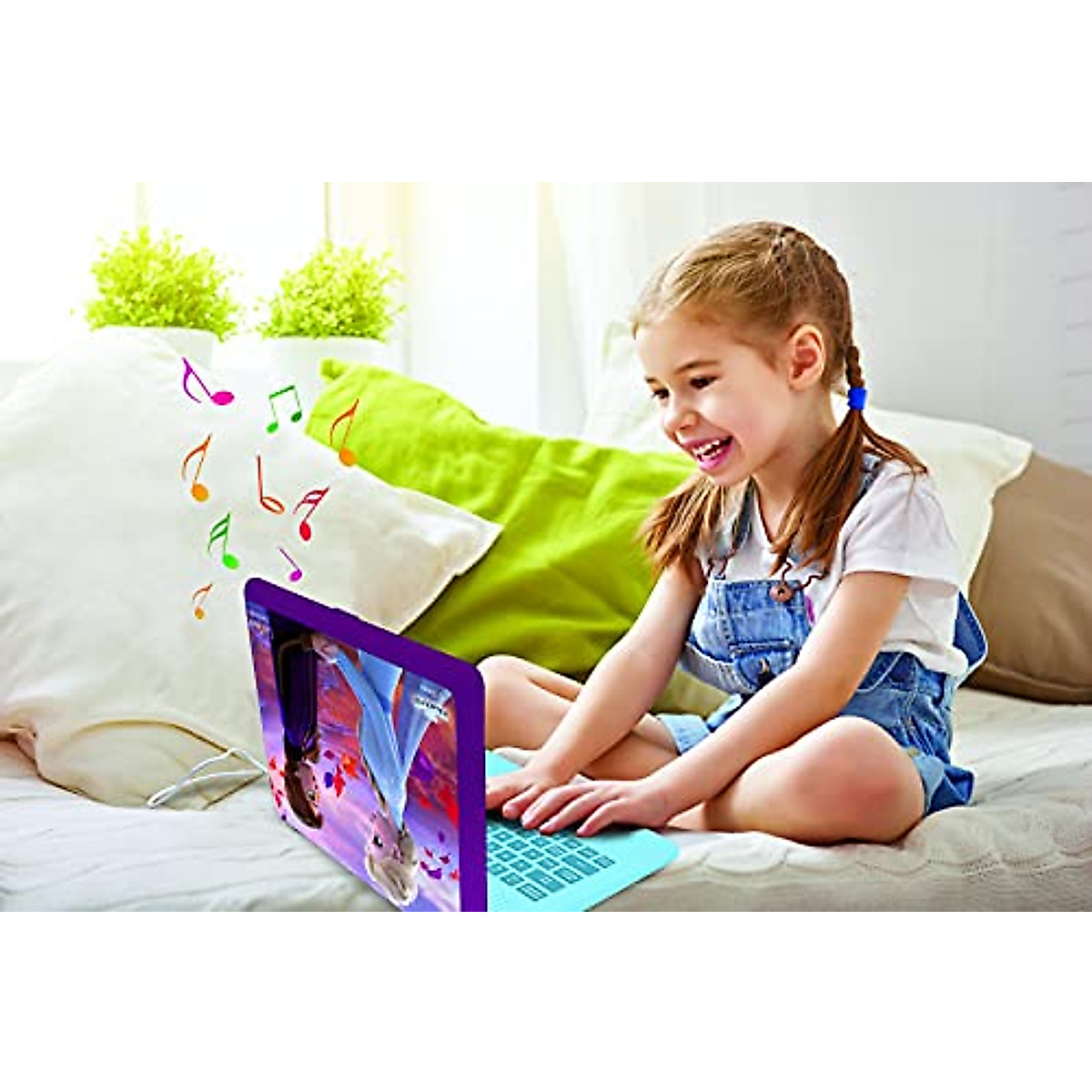 Lexibook JC598FZi5 Disney Frozen 2-Educational and Bilingual Laptop Italian/English-Girls Toy with 124 Activities to Learn, Play Games and Music with Elsa & Anna-Blue/Purple, Multicoloured, Small