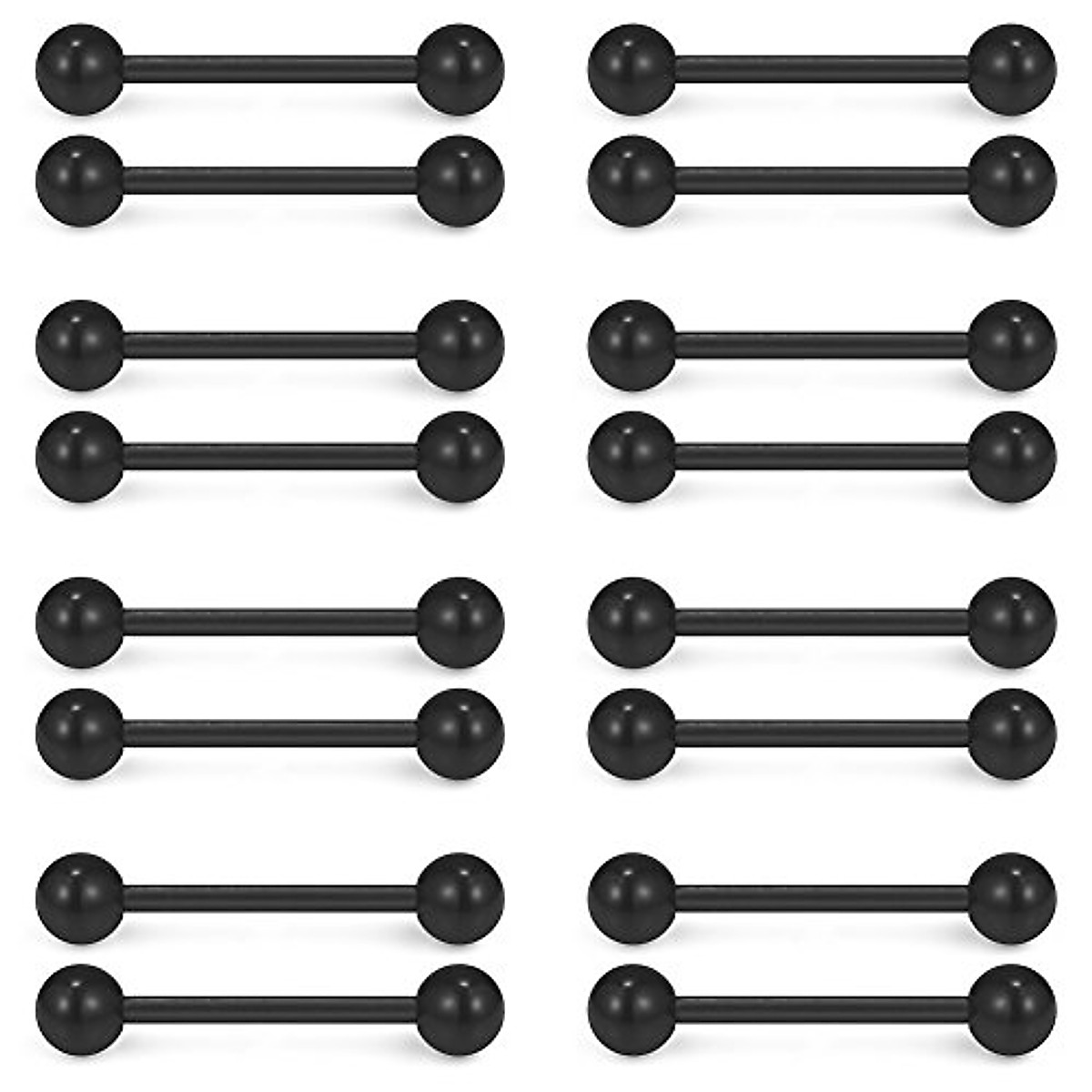 Ruifan 14G 9/16 Inch Black Bioflex Flexible Acrylic Nipple Tongue Barbell Ring Body Piercing Jewelry Retainer 16PCS