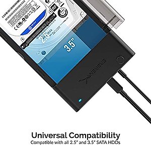 SABRENT USB 3.0 to SATA External Hard Drive Lay Flat Docking Station with Built in Cooling Fan for 2.5 or 3.5in HDD, SSD [Support UASP and 22TB] (EC-DFFN)