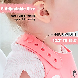 ZIMFANQI Silicone Baby Bibs, 2 Pack Waterproof Easy Wipe Adjustable Bibs with Elephant Printed, Soft Baby Feeding Bibs with 6-Gear Adjustment for Toddlers Girls Boys Kids - Baby Blue/Baby Pink