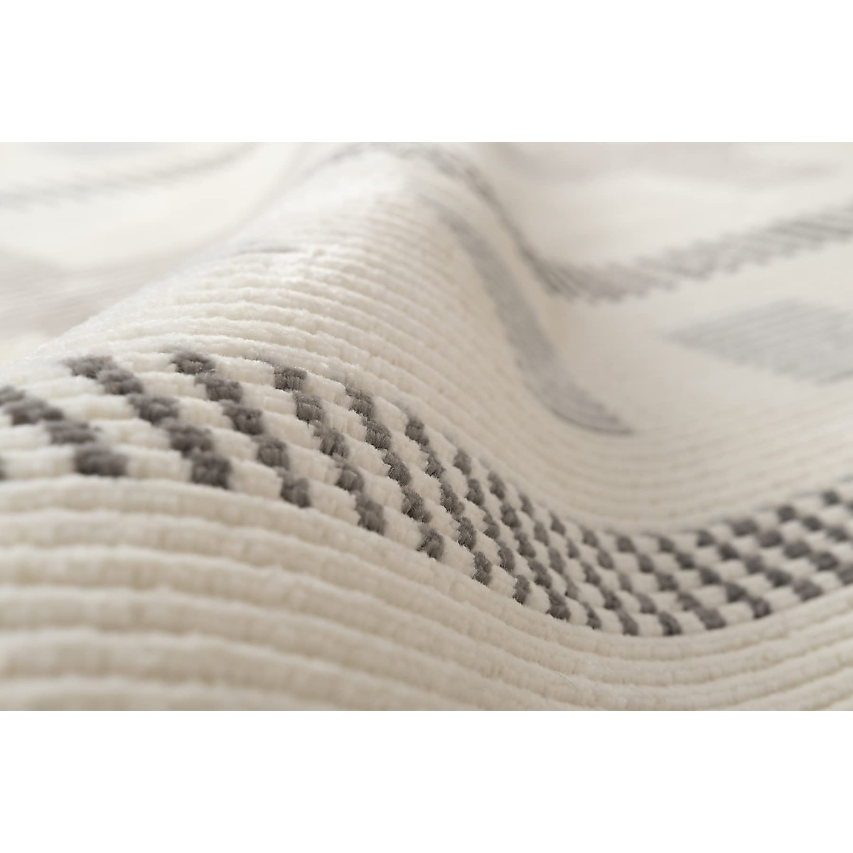 Revival Rugs Comb 8'x10’ Washable Area Rug for Living Room Bedroom - 100% Recycled Oeko-TEX Certified, Medium Pile, Beige, Cream, Gray