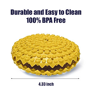 WSGP Interactive Dog Treat Dispensing Toy for IQ Training | Catch Fetch Toy with Bell Inside | Slow Feeder Toy for Cats and Small Dogs | Dental Chew Toy BPA Free for Pet Teeth Cleaning (Yellow)