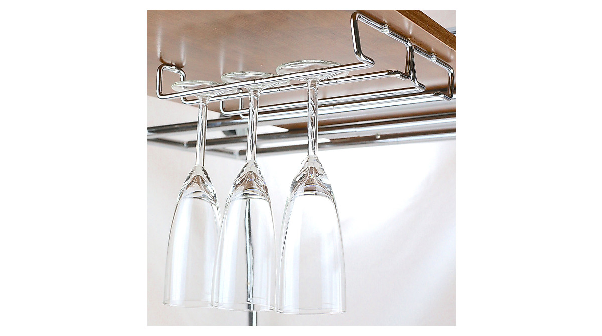 DecoBros Chrome Single Rail Stemware Rack - Space-Saving & Stylish