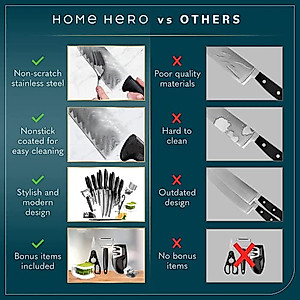 Home Hero Kitchen Knife Set, Steak Knife Set & Kitchen Utility Knives - Ultra-Sharp High Carbon Stainless Steel Knives with Ergonomic Handles (20 Pc Set, Damascus)