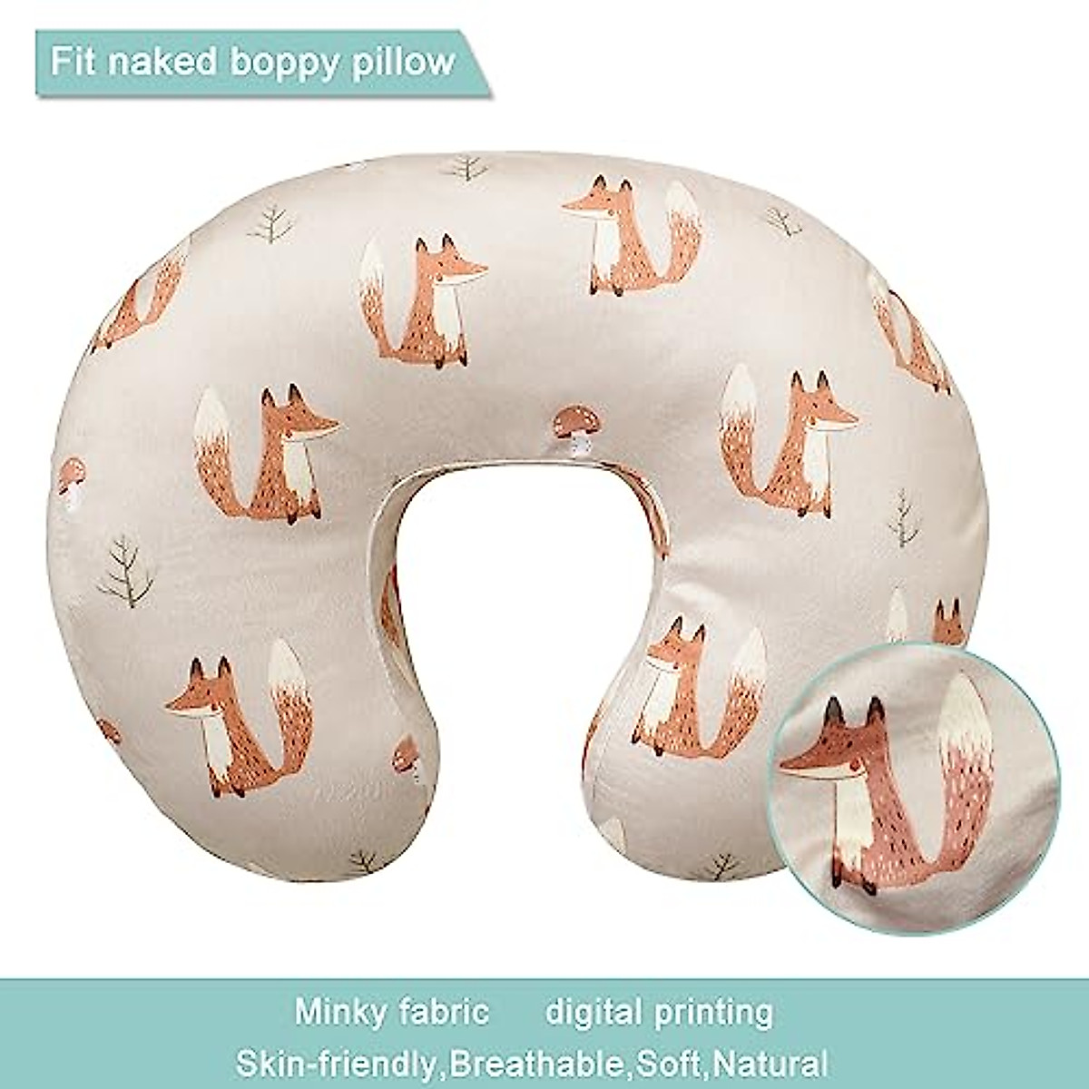 OWLOWLA Nursing Pillow Cover,Minky Breastfeeding Pillow Cover Fits Original Nursing Pillow Baby Boy Girl(Fox)