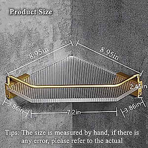 Corner Shower Caddy Shelf Gold，Acrylic Corner Shower Caddy，Shower Organizer Acrylic Corner Shower Shelf，Bathroom Floating Corner Shelf Soap and Shampoo Holder，Shower Shelf Organizer for Inside Shower