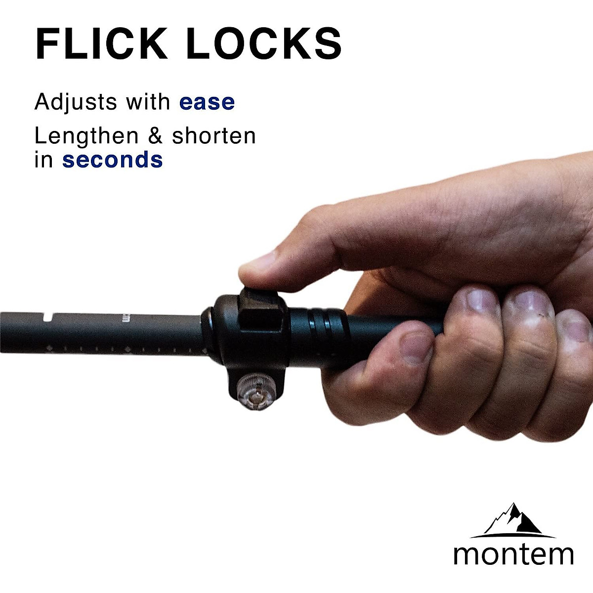 Montem Ultra Strong Trekking, Walking, and Hiking Poles - One Pair (2 Poles) - Collapsible, Lightweight, Quick Locking, and Ultra Durable (Black Matte)