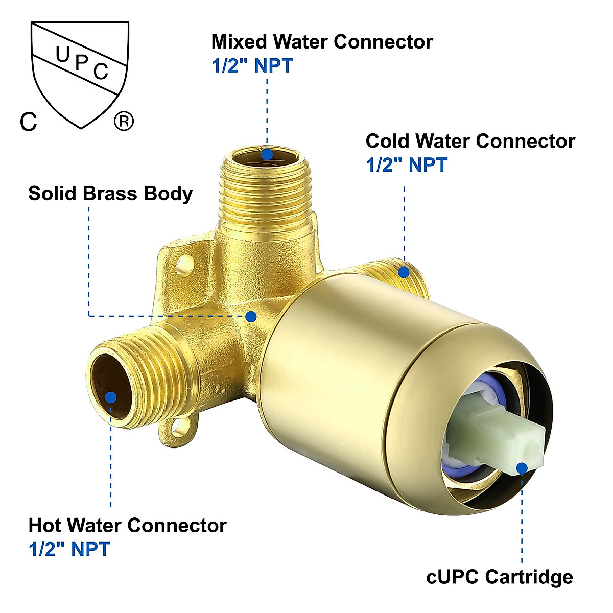 SHAMANDA Wall Mount Bathtub Faucet, Waterfall Roman Tub Filler Faucet Single Handle Bathroom Sink Faucet with Rough-in Valve and Trim Kit, Brushed Gold, LW01-3