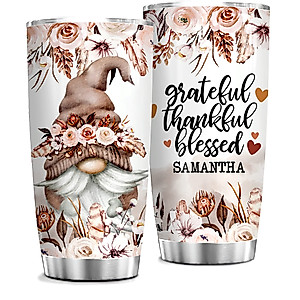 MDPrints Floral Gnome Tumbler, Gnomes Gifts for Women, 20oz Stainless Steel Gnome Coffee Mug, Gift for Coffee Lovers (Gnome Boho)
