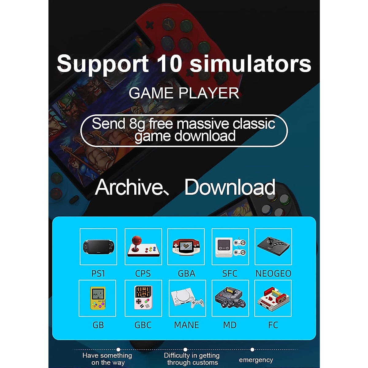 Kajiali X19 Pro Handheld Game Console, 5.1" HD Retro Game Console Built-in 5000＋No-Repeat Games, Dual Joystick Video Game Console Support TV Output Compatible with 10 Emulators, 8G