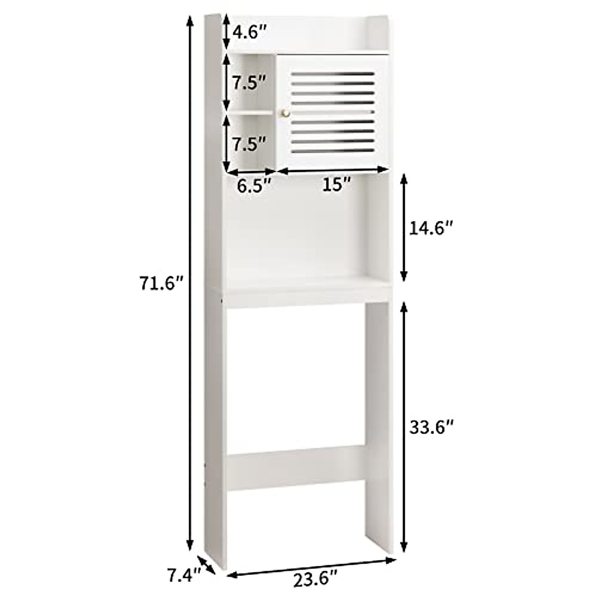 ALIMORDEN Over The Toilet Storage Cabinet Organzier, 71.45" H Freestanding Bathroom Spacesaver with Adjustable Shelves, 1-Door Toilet Storage Rack, White