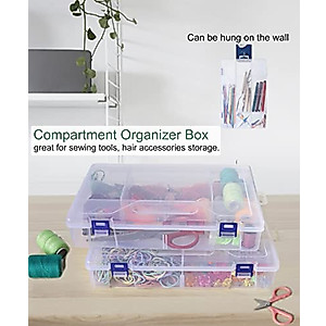 Uxwuy Plastic Organizer Box Craft Storage 10 Grids Box 2 Pack Compartment Organizer Box with Dividers Snackle Box Container Thread Organizer