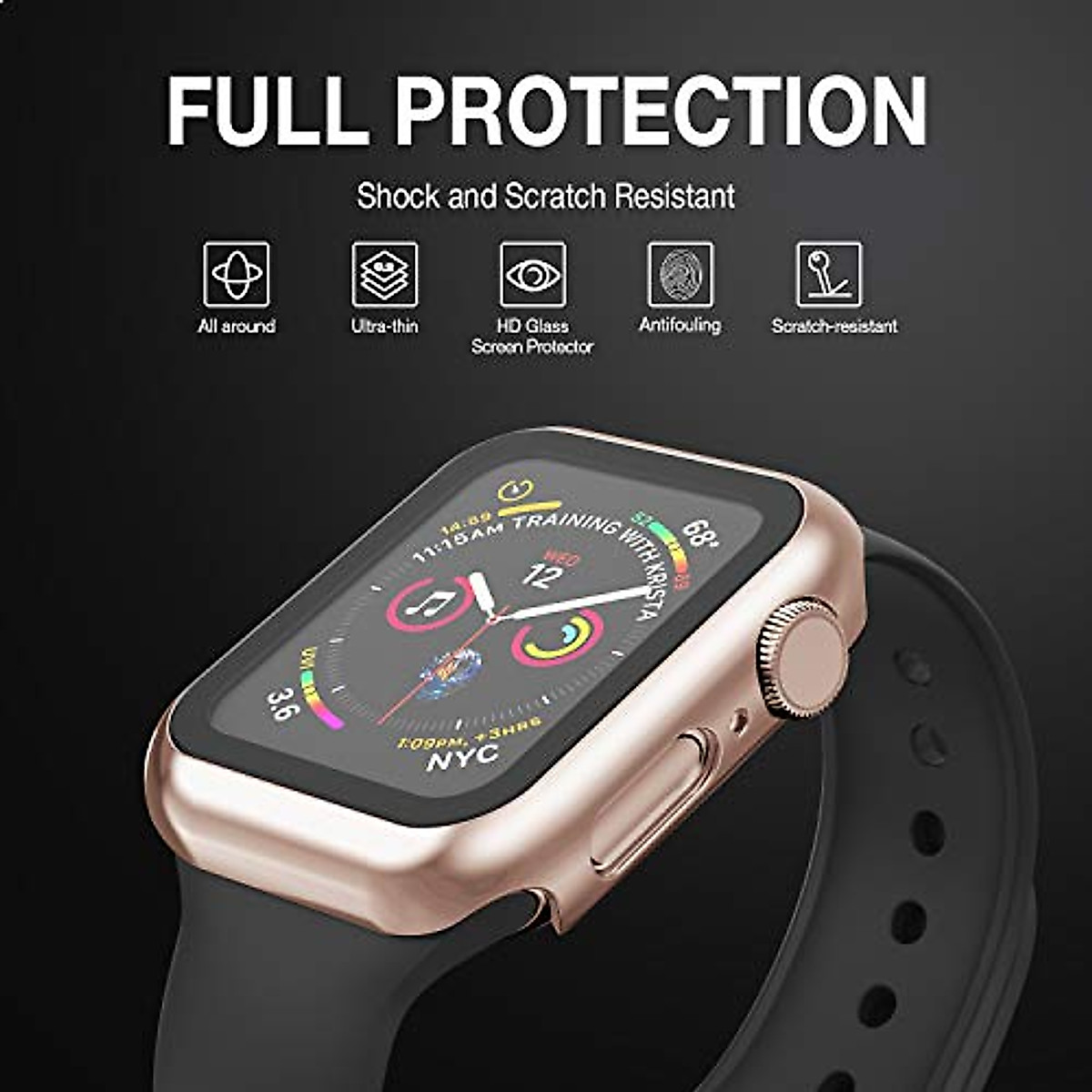 Case Compatible with Apple Watch 38MM Series 3/2/1/ with Built-in Tempered Glass Screen Protector, All-Around Ultra-Thin Bumper Full Cover Hard PC Protective Case for iWatch
