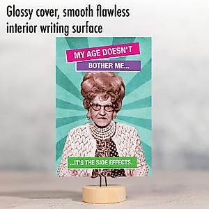 NobleWorks - 1 Funny Happy Birthday Greeting Card - Retro Old Woman Humor, Notecard Talk Bubbles - Side Effects C9356BDG