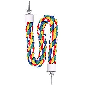 Bird Rope Perch Parrot Toys, Birdcage Swing Toys Spiral Bird Toys Bird Bungee Rope Perches Toys for Cockatiels Parrot Birds, Bird Cage Accessories - 40CM/15.7inch