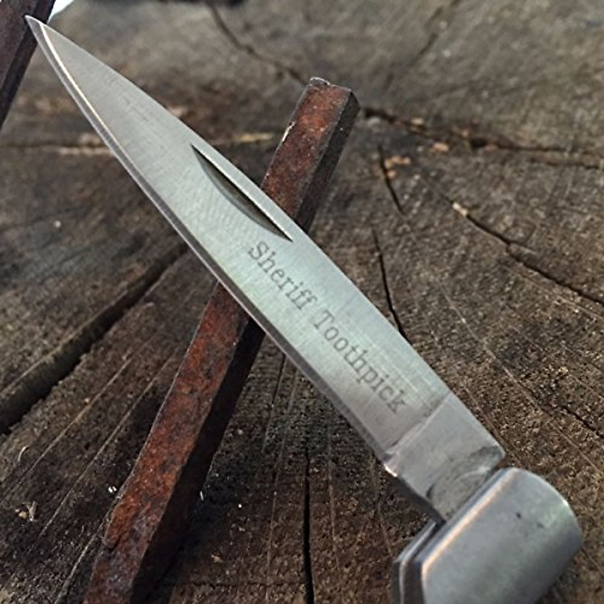 SHERIFF Toothpick Tactical Folding Pocket Knife Carbon Sharp Blade Stainless Handle 212071-SF