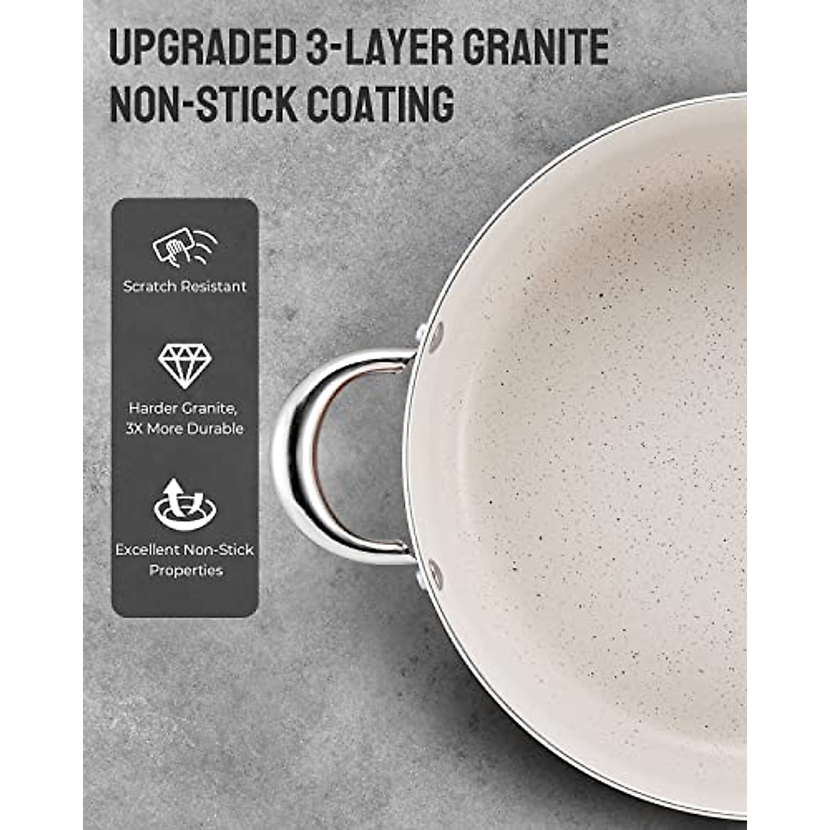 BEZIA 8 Quart Pot with Lid, Nonstick Cooking Pot with Lid, Induction Pasta Pot, Soup Pot, Large Stockpot, Stew Pot, Simmering Pot, Compatible for All Stoves, Golden