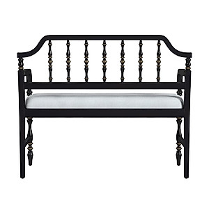 BOWERY HILL Transitional Cafe Noir Wood Upholstered Bench in Black