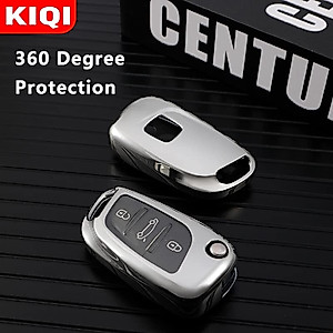 BNHUY for Peugeot Citroen C1 C2 C3 C4 C5 DS3 DS4 DS5 DS6 Soft TPU Car Folding Flip Key Case Cover Shell Protector Accessories (Color Name: Red)