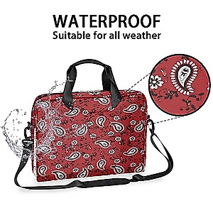Paisley Red Pattern Laptop Bag for Women Men Business Crossbody Computer Bag Laptop Case Water Resistant Travel Messenger Briefcase with Handle Fits 13 14 15 16 Inch Notebook and Laptop