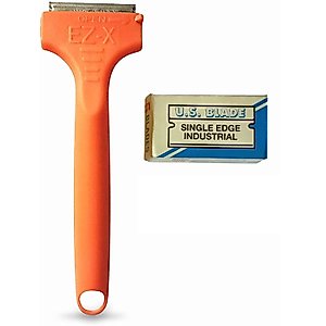 MINISCRAPER EZ X Razor Blade Scraper with 5 Pack of Metal U.S. Blades (Pat. Pending)