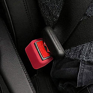 Leismy 2-Pack Car Seat Belt Buckle Holder, Car Seatbelt Buckle Guard (BPA Free), Durable Silicone Material, Seat Belt Holder Upright Your Seat Belt Receiver for Easy Access (Red)