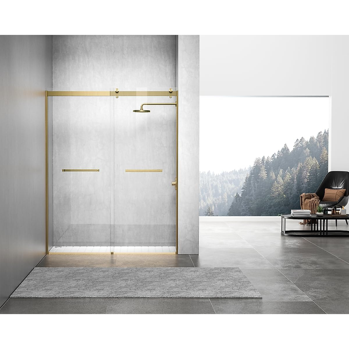 Elegant Kitchen and Bath SD202-6076BGD Frameless Shower Door 60 x 76 Brushed Gold
