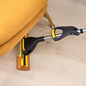 Yocada Collapsible Plastic Bucket Mop Bucket and Sponge Mop Kit Home Commercial Tile Floor Bathroom Garage Cleaning with Total 2 Sponge Heads Telescopic 42.5-52 Inches Easily Dry Wringing Yellow