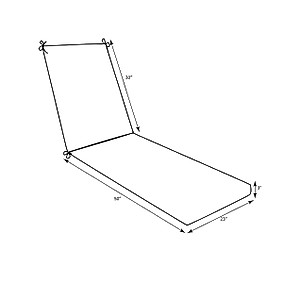 Pillow Perfect Damask Indoor/Outdoor Solid Back Chaise Lounge Cushion with Ties, Plush Fiber Fill, Weather, and Fade Resistant, 80" x 23", Blue/White Basalto, 1 Count