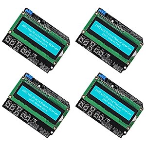 4Pcs LCD1602 Keypad Shield Module 4.5-5.5V LCD 1602 Display Expansion Shield Board Blue Backlight