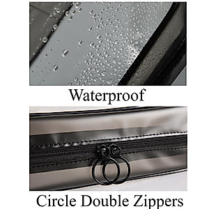 HUTUYIYI TSA Approved Toiletry Bag 3 pcs Clear Toiletry Bags - Quart Size Travel Makeup Cosmetic Bag Carry on Airport Airline PVC Plastic Compliant Bag Women Men (3 Pack-Black)