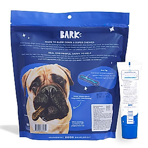 Bark Bright Durable Dog Dental Kit for Tough Chewers - 15 Chew Sticks & Toothpaste - Large Breeds