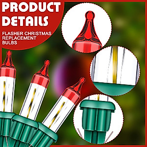 6 Pcs Christmas Flasher Replacement Mini Bulbs 3.5 V/ 0.17 A Incandescent Flash Bulbs String Light Replacement Flash Bulbs Clear Light Bulbs with Base Flasher Bulbs for Christmas Lights (Green)